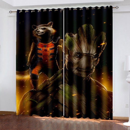 Guardians of Galaxy Groot Bedroom Curtains Ring Blackout Door Decor UV ...