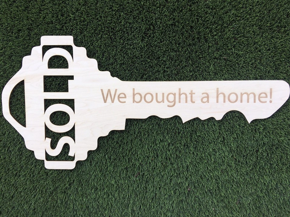 We Bought A Home Realtor Wood Key Sign,Sold Real Estate Agent Key ...