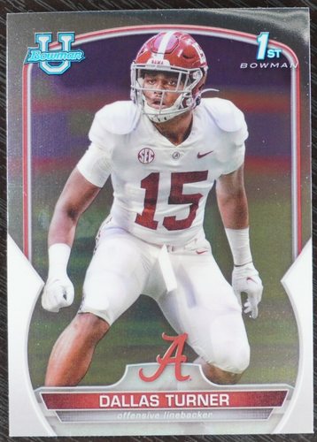 2022 Bowman University Chrome Dallas Turner 1st Rookie RC #6 Alabama a ...