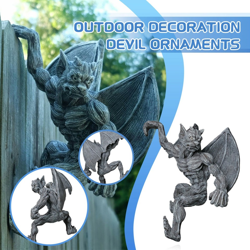 Wall Art Hanging Resin Gargoyle Ornaments Outdoor Garden Adornment Home ...