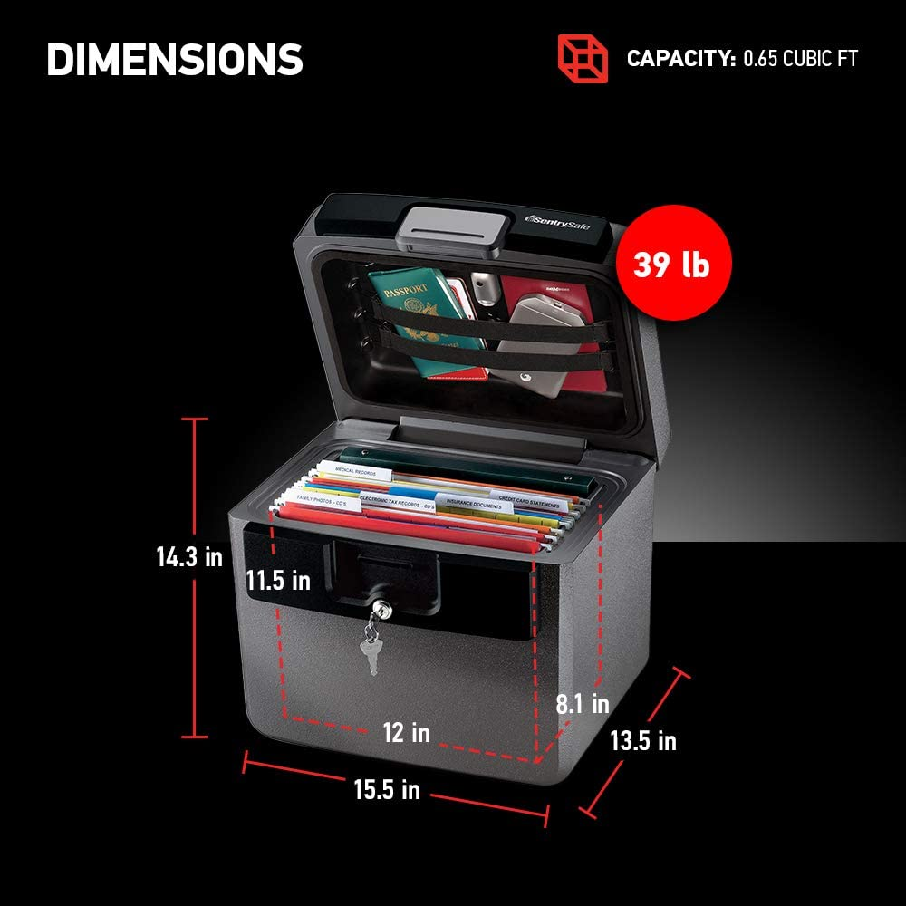 Sentry Safe Black Fireproof and Waterproof Safe, File Folder and ...