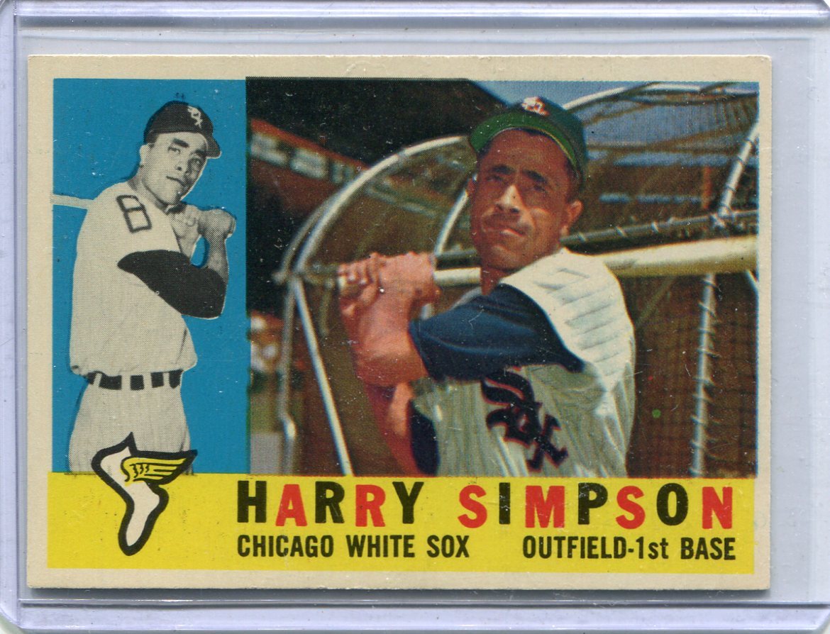 1960 Topps Baseball Card Harry Simpson Chicago White Sox Near Mint ...