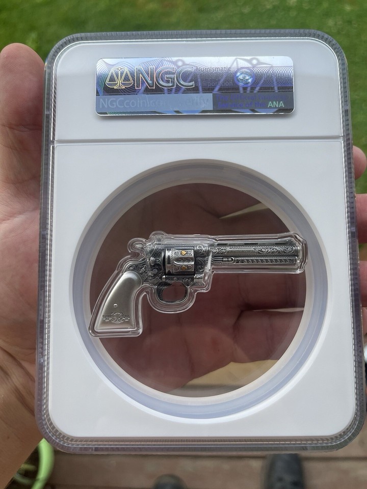 2023 Chad 2 oz Silver Revolver Gun Shaped Antiqued High Relief Coin ...