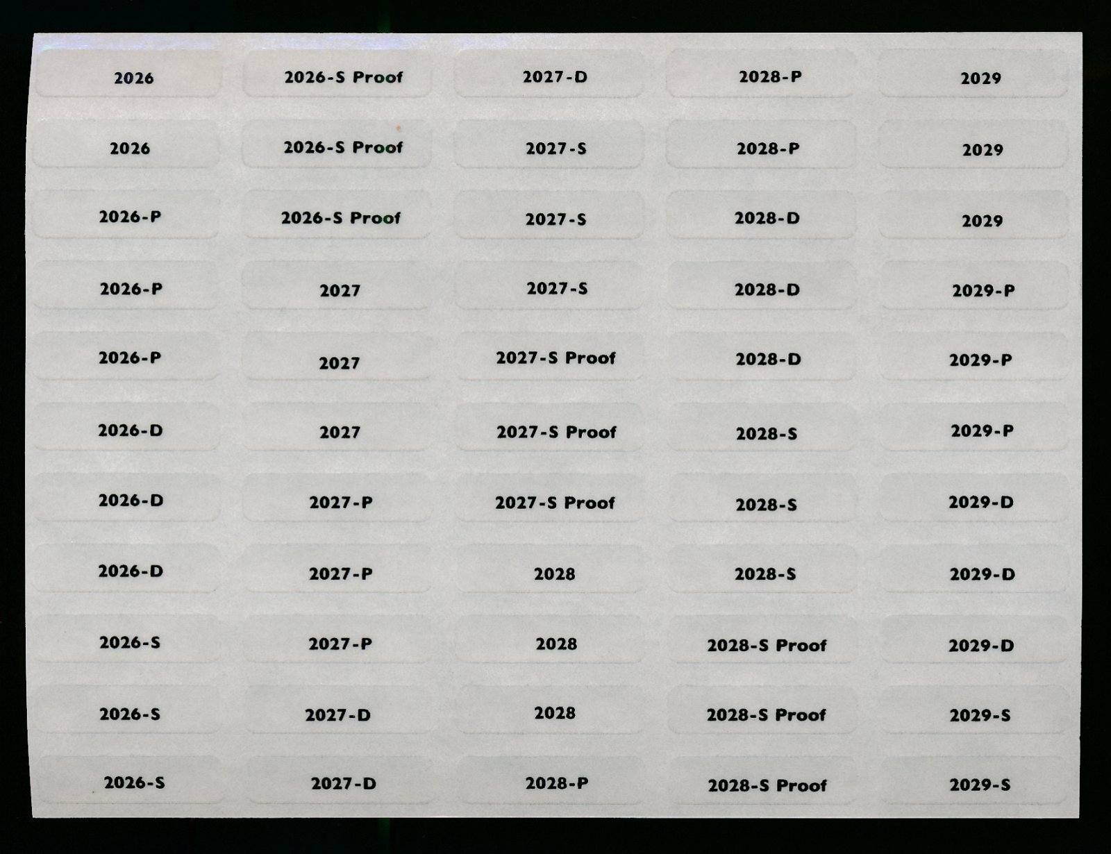 Littleton Coin Folder Clear Adhesive Labels X926B Dates 2019-2030 220 ...
