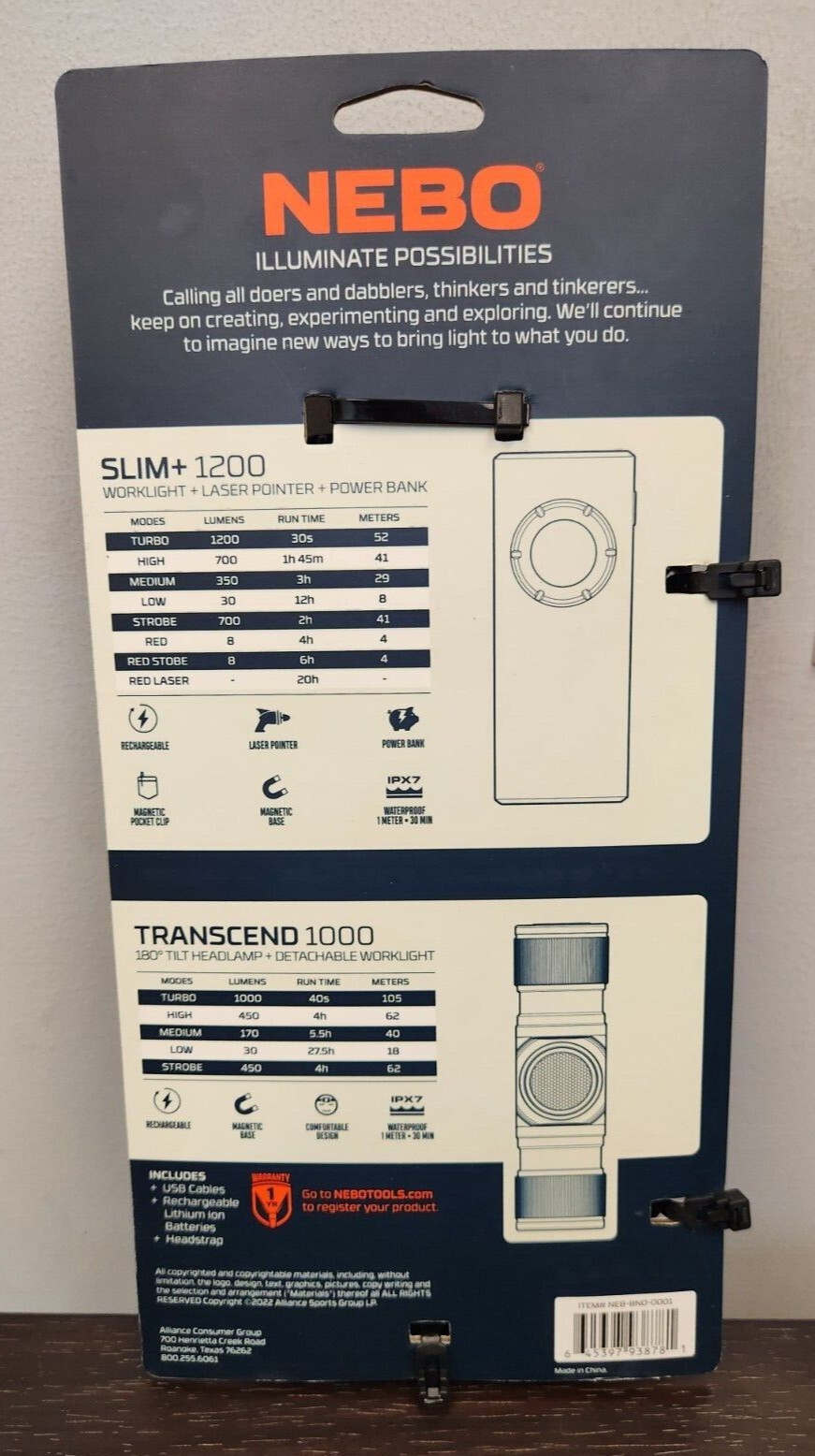 Nebo 3-PIECE TRAVEL KIT 1200 Lumen Worklight 1000 Lumen Headlamp case ...