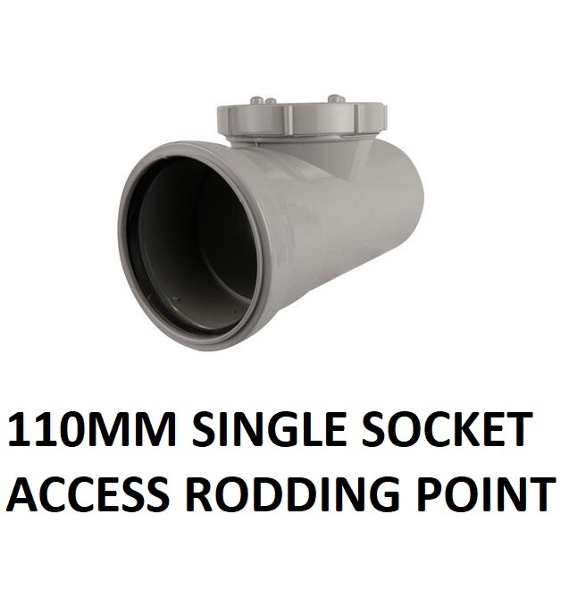 110mm Soil Pipe Access Rodding Point Inspection Single Socket BLACK ...
