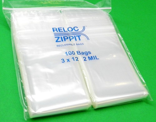 3x12 Reloc Zippit Clear 2 Mil Bags100 Reclosable Zip Seal Lock Bags 3 ...