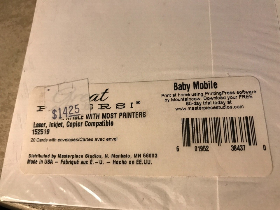 Package Baby Themed Invitation/Envelope Sets-Baby Mobile-20 cards ...