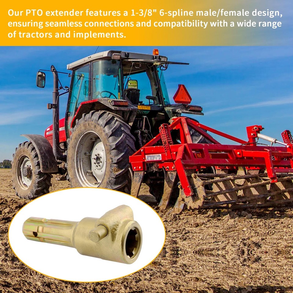 Upgraded PTO Extender Adapter for Tractor, 1-3/8" & 6 Spline Female ...
