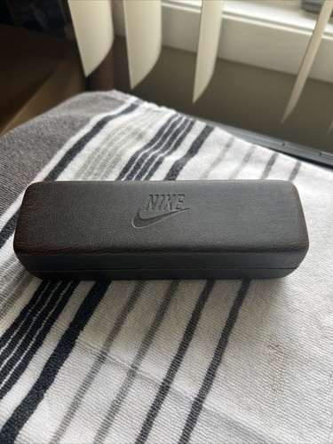 NIKE Brown Leather EYE GLASSES CASE ~ CLAM SHELL HARD COVER | eBay