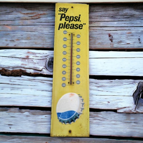 Vintage Say Pepsi Please Wall Thermometer M-165 Raised Bottle Cap ...