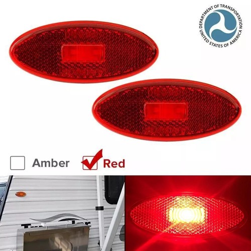 2PCS 12V LED Trailer Oval Marker indicator Side Clearance Lights Auto ...