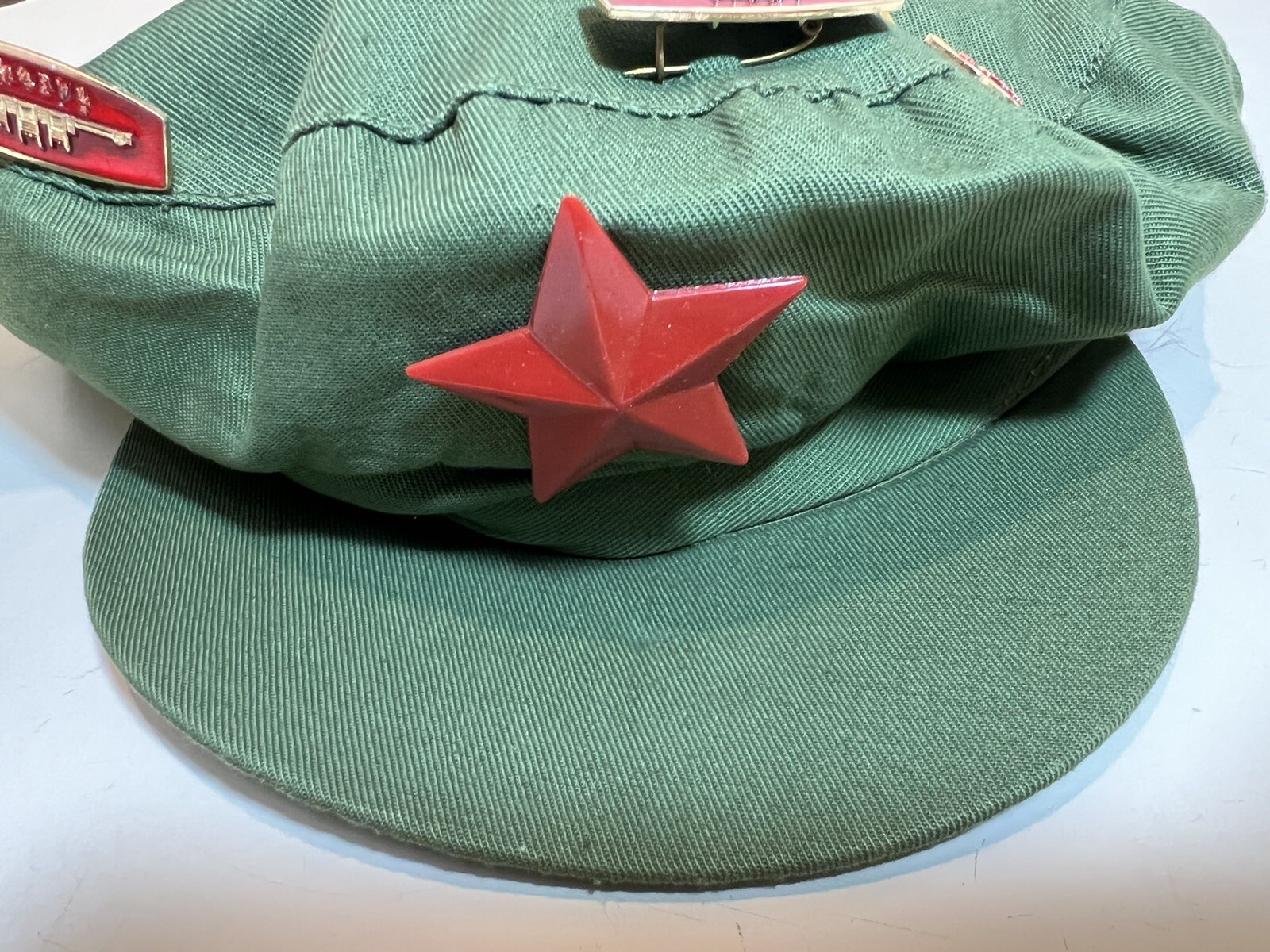 Mao Zedong Communist Party Army Cap Green with Chinese Cultural Pins ...