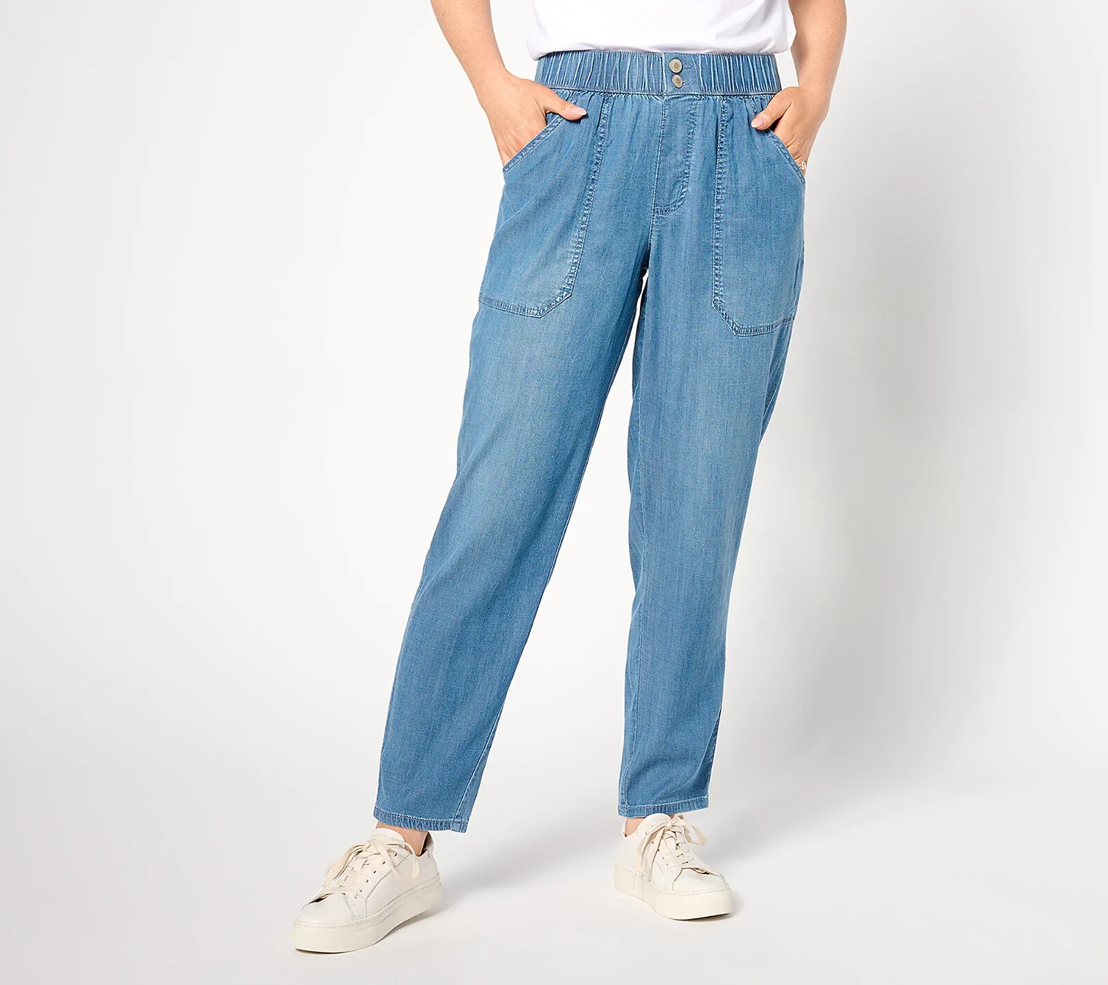 AnyBody Regular Drapey Denim Pull-On Pant-Medium Wash-1X-NEW-A636690 | eBay