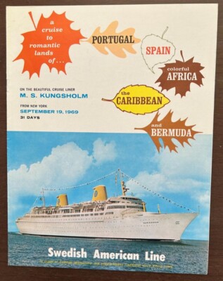 KUNGSHOLM (Swedish American) Sept 19 1969 Portugal, Spain cruise DECK ...