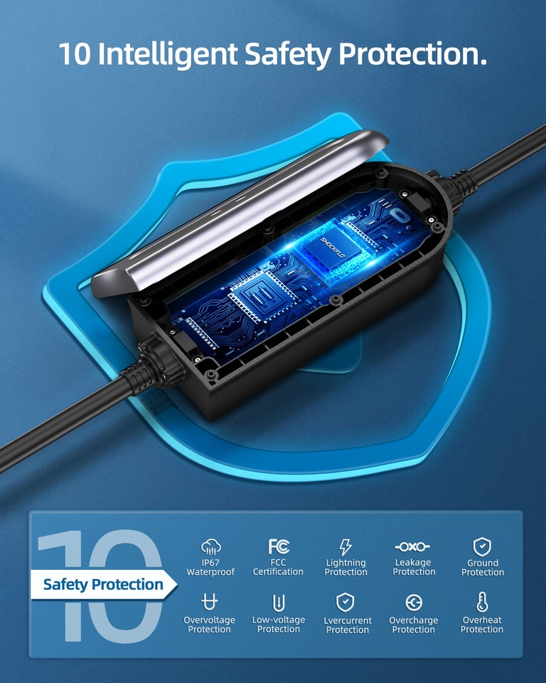 SHOCK FLO Level 2 EV Charger 40A 240 V NEMA 14-50P Wall EVSE SAE J1772 ...