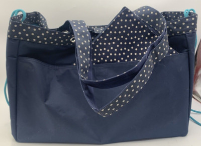 Thirty-One Soft Utility Tote Navy Dancing Dot - Lightly Used - 17.5 x ...