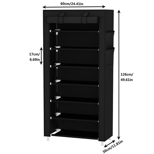 7 Tier Shoe Rack Organizer,Portable Shoe Shelf with Nonwoven 7-tier ...