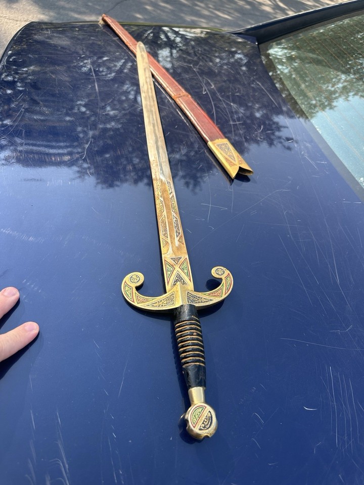 Toledo Sword Made In Spain With Sheath Gold With Black Handle Old ...