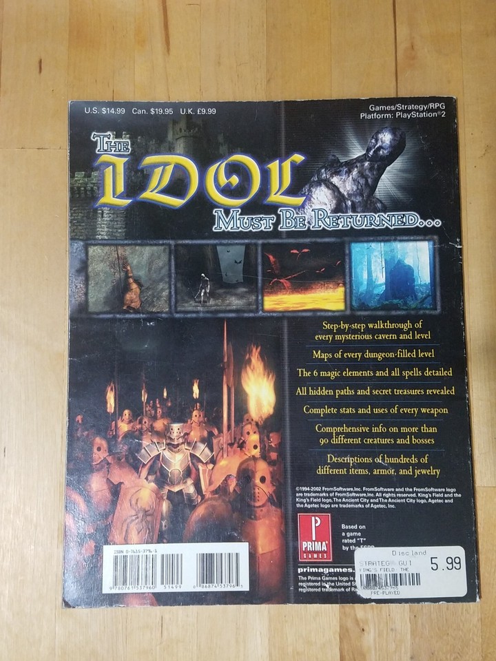 PlayStation 2 King’s Field the Ancient City Prima Official Strategy ...