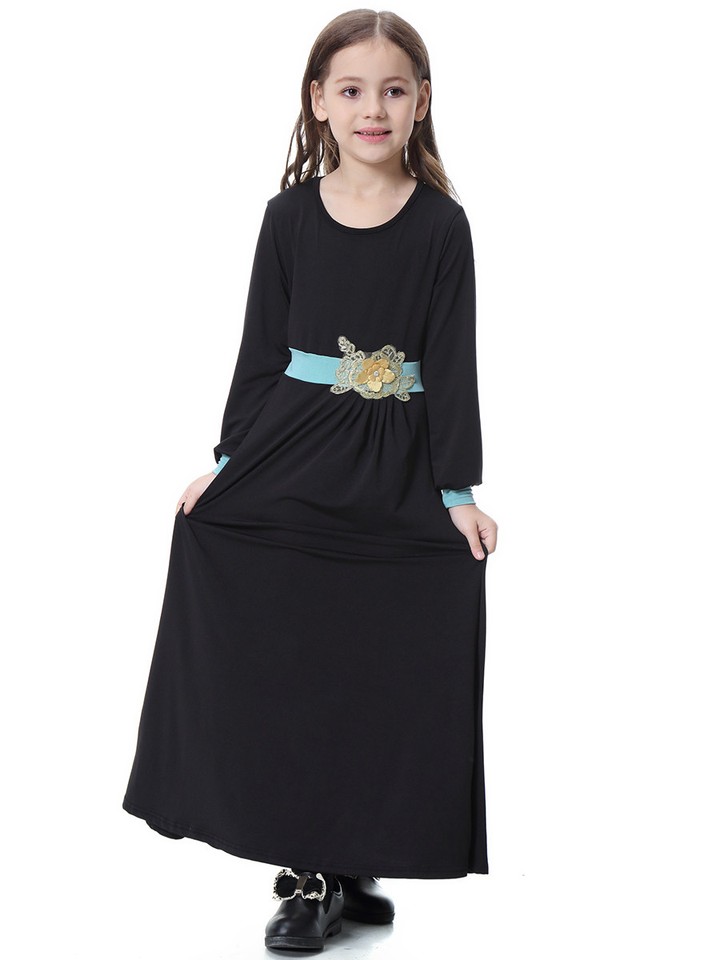 Muslim Child Girls Abaya Long Dress Burka Prayer Maxi Kaftan Robe Arab ...