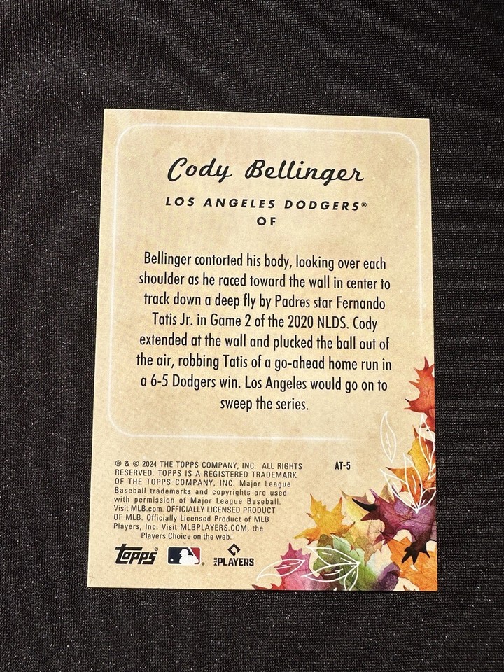 2024 Topps Update Cody Bellinger Autumn Tales #AT-5 Los Angeles Dodgers ...