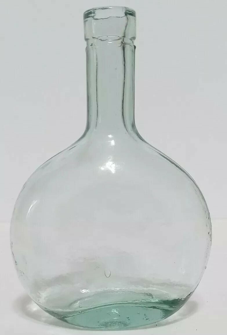 Vintage Aqua Pumpkin Seed Flask Bottle Small 7 1/2” Tall Clear Blue ...