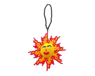 Seed Bead Sun Ornament Beaded Celestial Boho Decor Handmade Artisan ...
