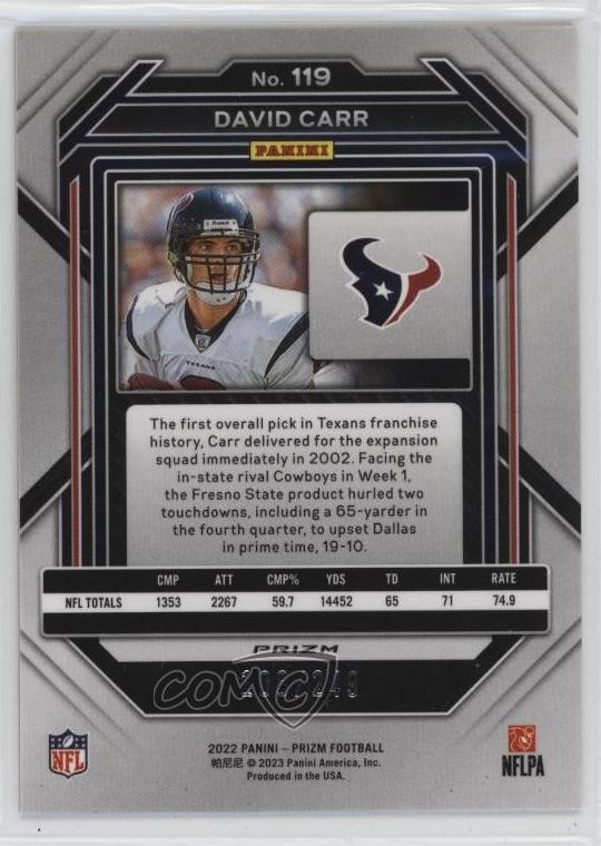 2022 Panini Prizm Orange Prizm /249 David Carr #119 | eBay