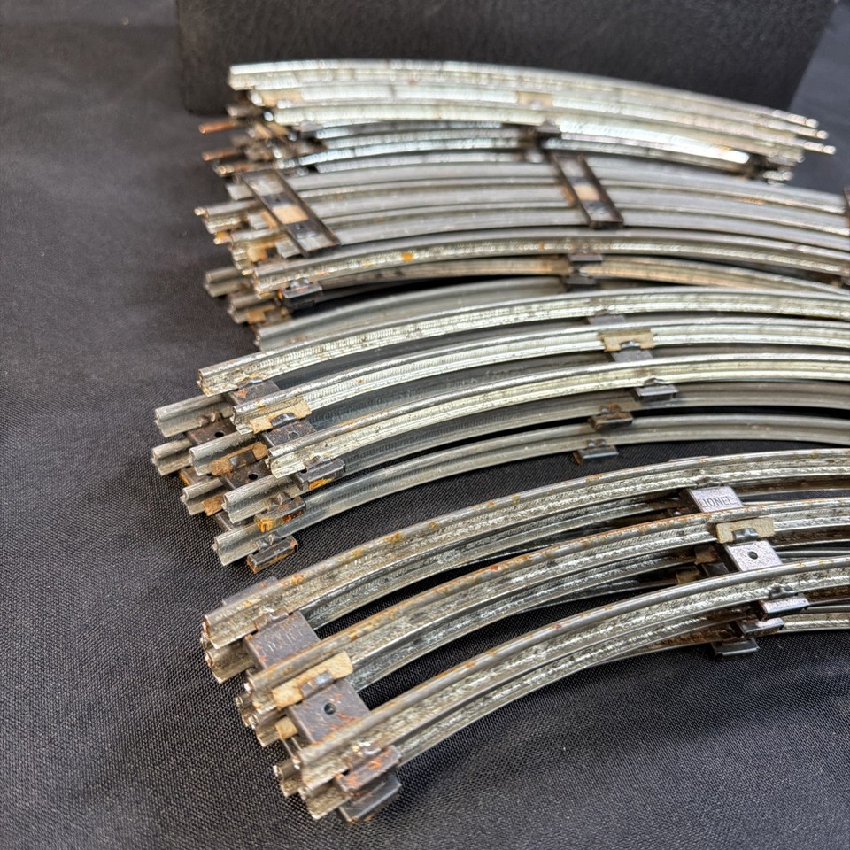15 Piece Lot Vintage Lionel Train Track Metal 3-Rail Tubular Curved USA ...