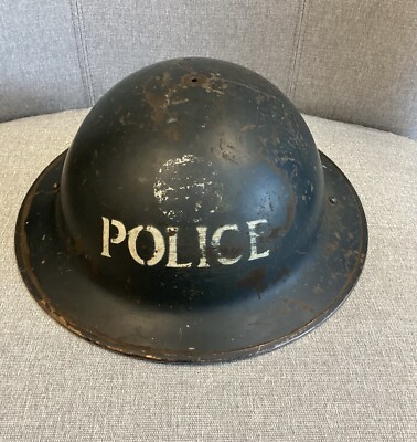 WW2 British Army Brodie POLICE Helmet NFS ARP Air Raid Home Guard Dated ...