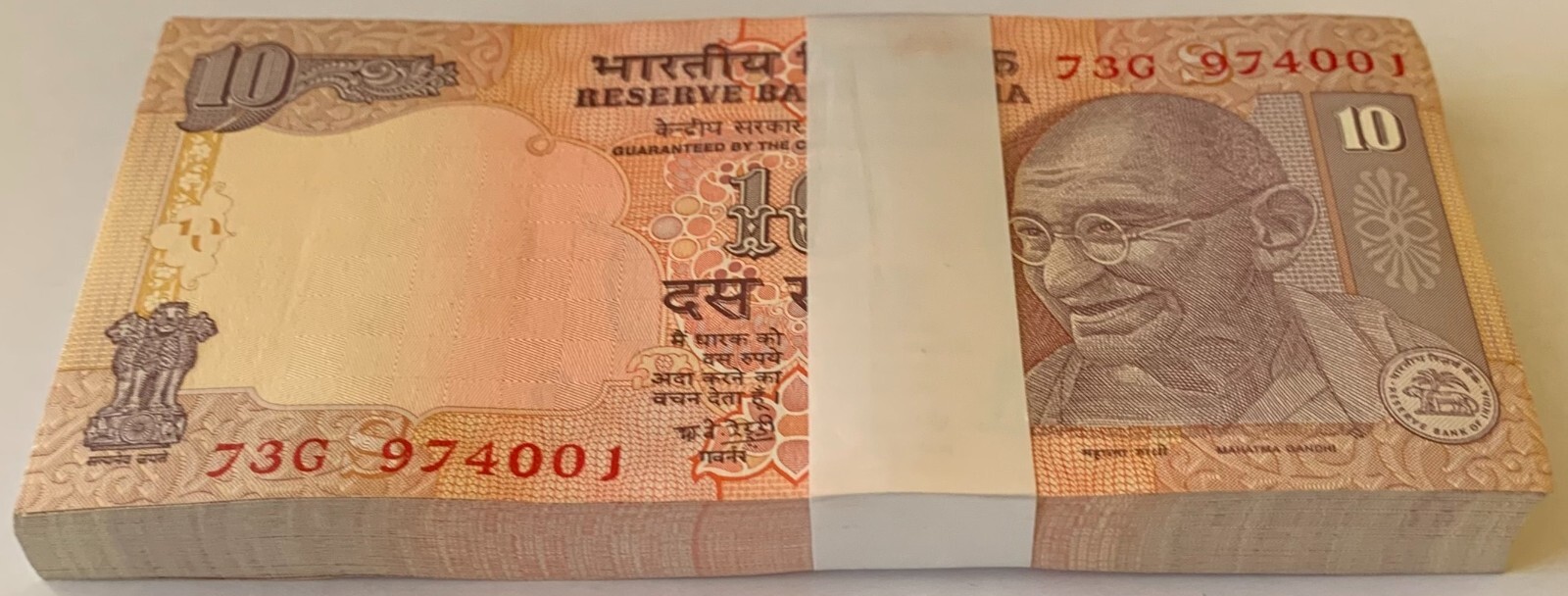 GANDHI INDIA 10 Rupees Lot of 10 Bank Notes 2008 P-95m Sign Y. V. Reddy ...