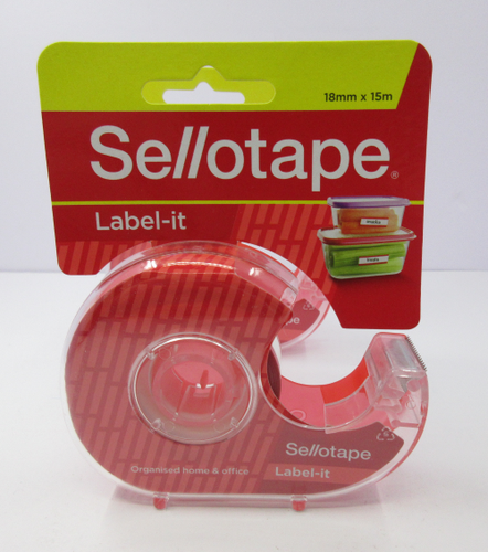 2 Sellotape LABEL Tape 18mmx15M Roll Dispenser Easy Cheap Labelling ...