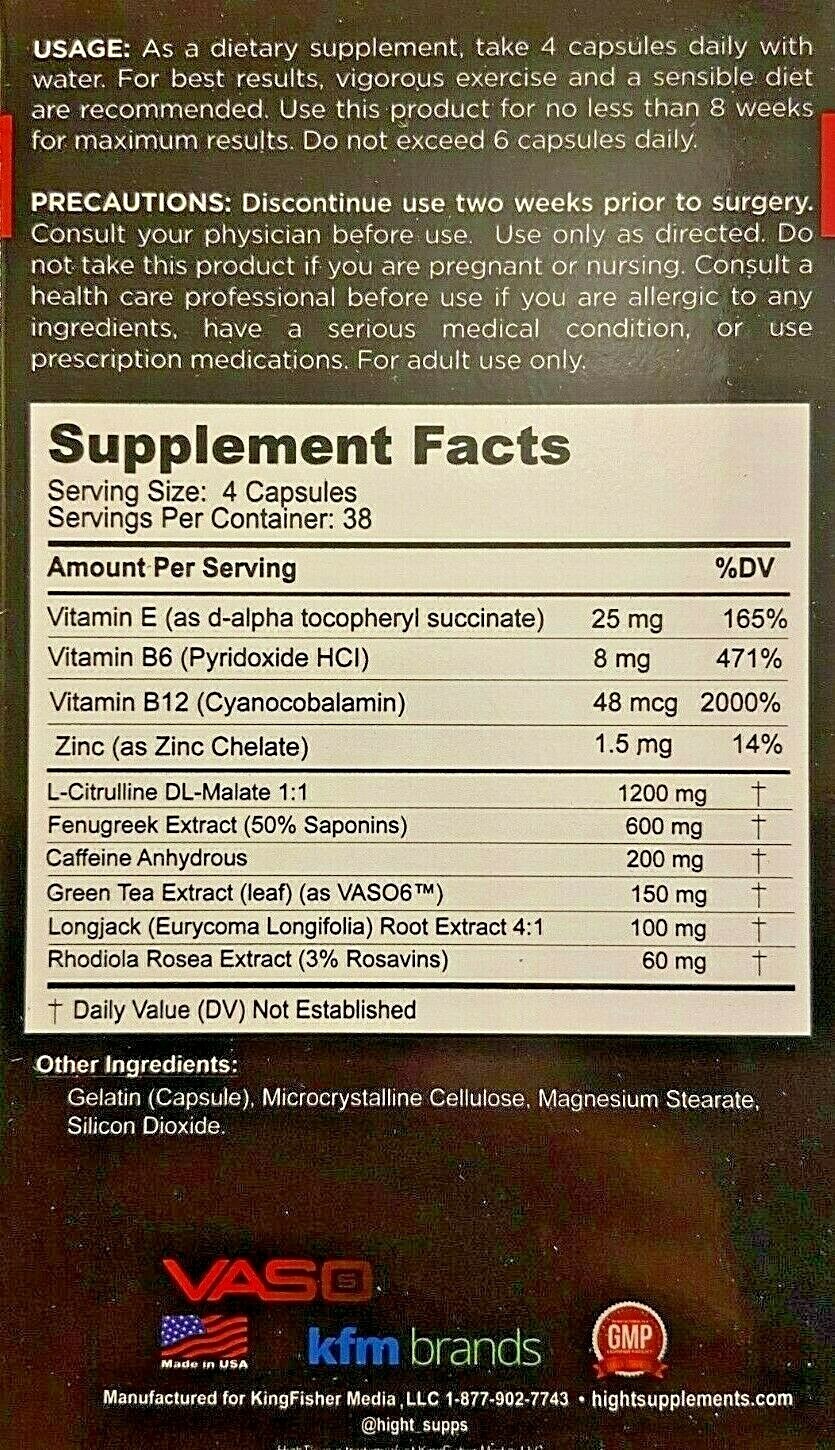 HighT™ High T Black Hardcore Formula + Nitric Oxide 152 Capsules BONUS ...