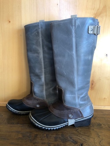 SOREL SLIMPACK TALL 7.5 EQUESTRIAN Riding Rain Boot Women SHALE GRAY ...