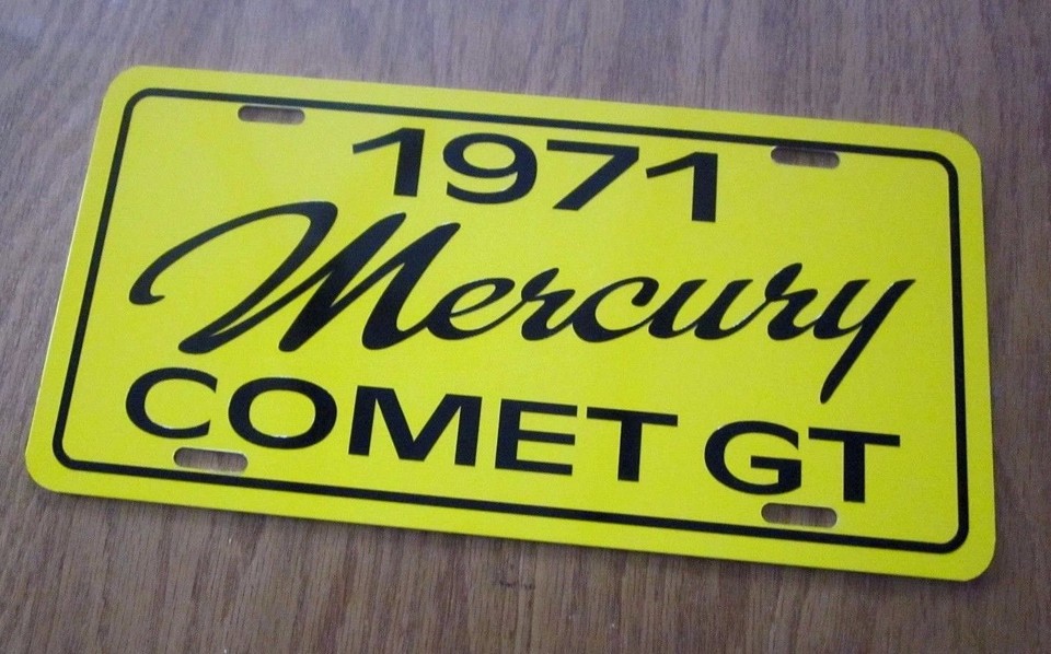 Yellow 1971 Mercury Comet GT License plate tag 71 Compact Performance ...