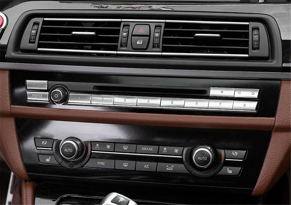 12*Silver Central ABS CD Button Panel Decor Trim For BMW 5 Series F10 ...