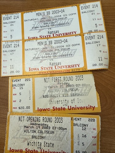 Vintage 2003 Iowa State Cyclone Basketball Ticket Stubs | eBay