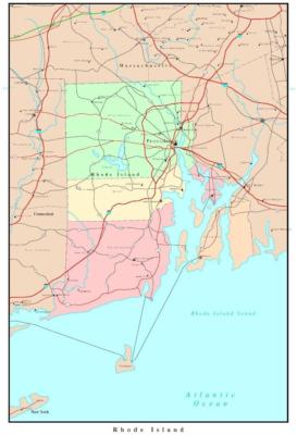 RHODE ISLAND STATE ROAD MAP GLOSSY POSTER PICTURE PHOTO PRINT city ...