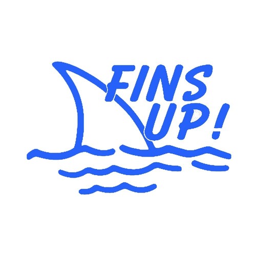 Fins Up! Shark Waves Graphic Art Blue Vinyl Decal Car Windows Laptop ...