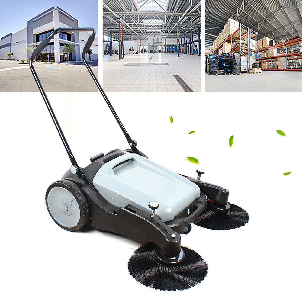Industrial Manual Floor Sweeper Walk Behind Heavy Duty Wet Dry 55L 3860 ...