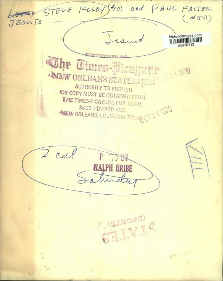 1970 Press Photo Jesuit Football Players Steve Foley and Paul Falter ...