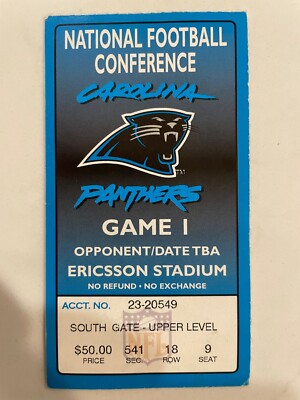 1996 Dallas Cowboys at Carolina Panthers Playoff Game Ticket Stub ...
