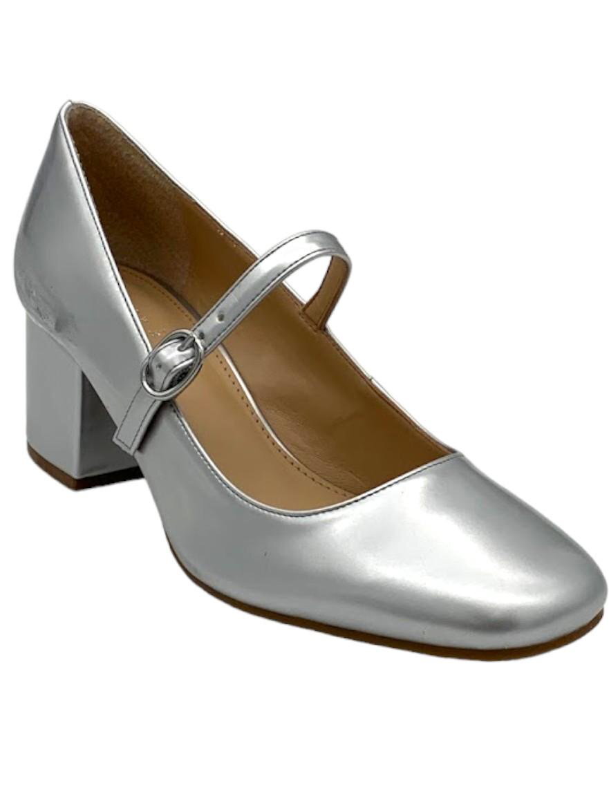Copper Key Tinsel Patent Mary Jane Pumps Silver - Gem