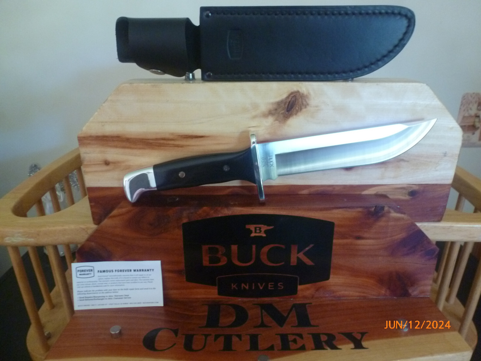 Buck 124 Frontiersman 2025 Bowie Knife 420 HC Micarta Handle Leather ...