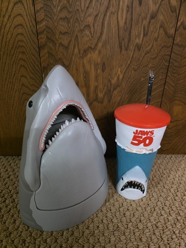 NEW Jaws 50th Anniversary Popcorn Figural Bucket Shark Cup AMC | eBay