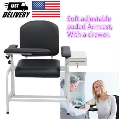30"W Phlebotomy Chair Blood Drawing Chair Soft Adjustable Flip Armrests ...