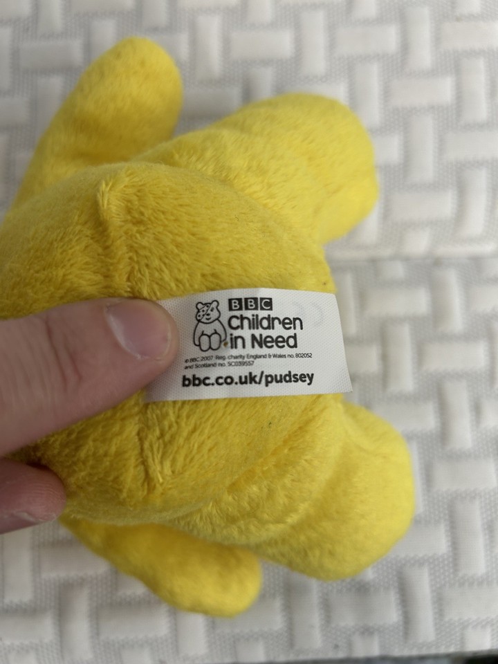 BBC Children in Need Pudsey Bear Colour Yellow Plush Soft Toy Sitting ...