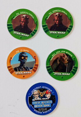 Star Wars Episode 1 Phantom Menace 5 Pc Pog Disc Set 1999 KFC Taco Bell ...