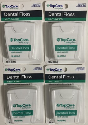 Lot of 4 TOPCARE Waxed MINT Dental FLOSS 100 Yards Each Top Care | eBay